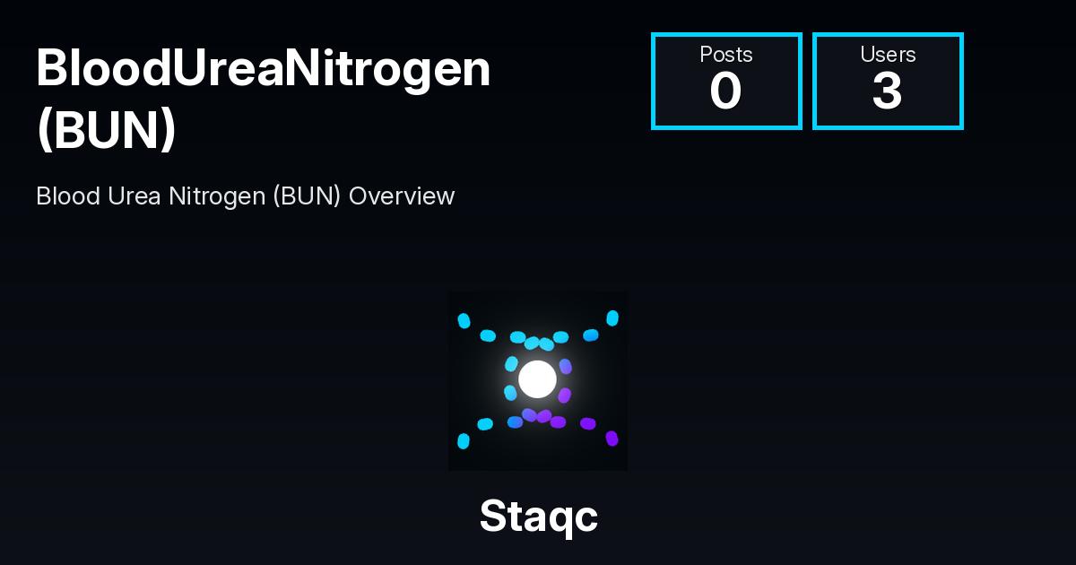 Blood Urea Nitrogen (BUN) | Staqc | Track and Analyze Your Health Data